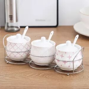 Husholdnings salt shaker tredelt krydderiboks kera... – Grandado