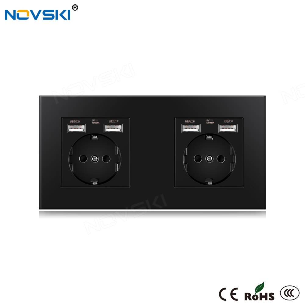 NOVSKI 16A Schuko F Wall Socket Double Frame Cryst... – Grandado
