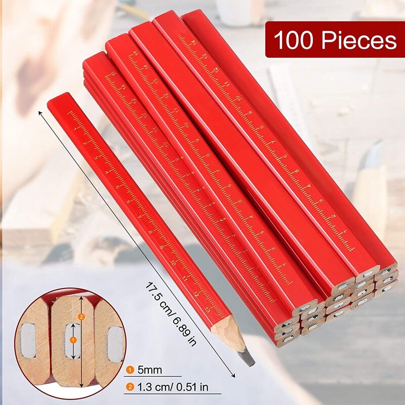 100 Pcs Carpenter Pencils, Octagonal Carpenter Pen... – Grandado