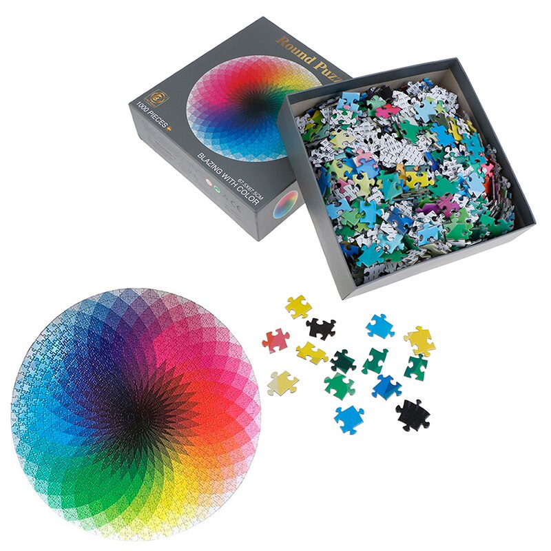 1000 Pcs/Set Rainbow Round Jigsaw Puzzle Colorful ... – Grandado