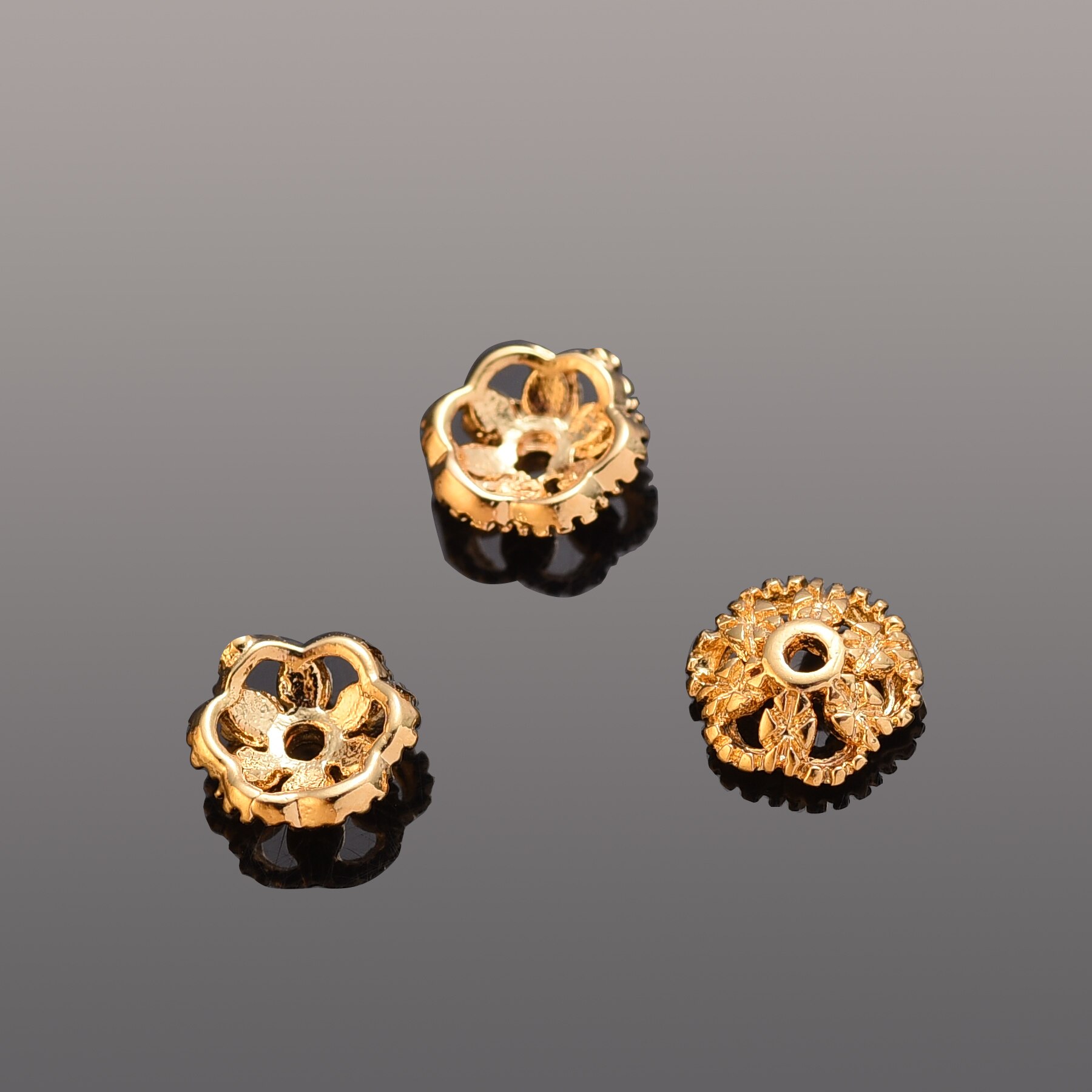 20pcs/Lot 18k Real Gold Plated Flower Bead Cap Ear... – Grandado