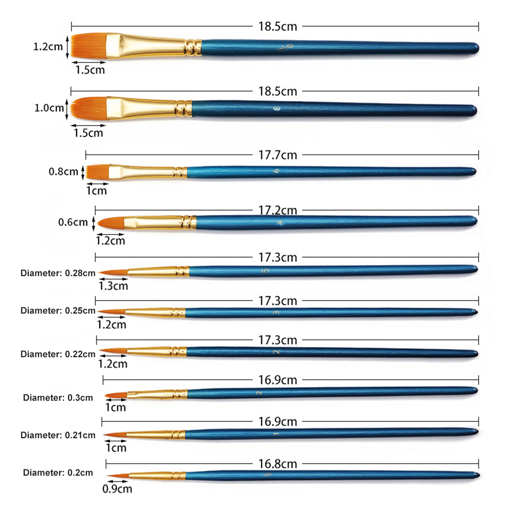 12 Stuks Nylon Penselen Pen Professionele Olie Aqu... – Vicedeal
