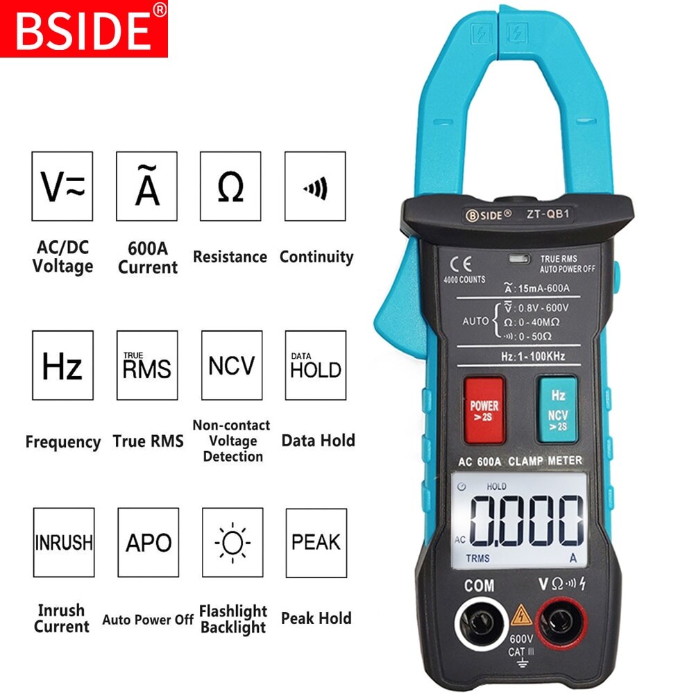 Smart Clamp Meter BSIDE - 600A Current Auto-Rang D... – Grandado