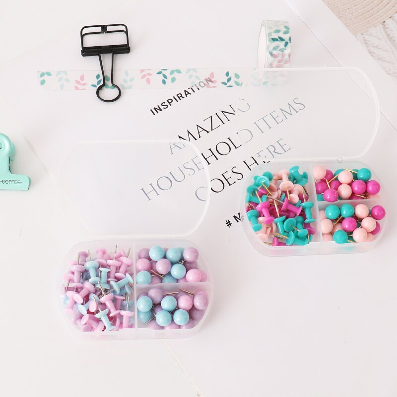 66 teile/schachtel Bunte drücken-Stifte Büro Bindu... – Grandado