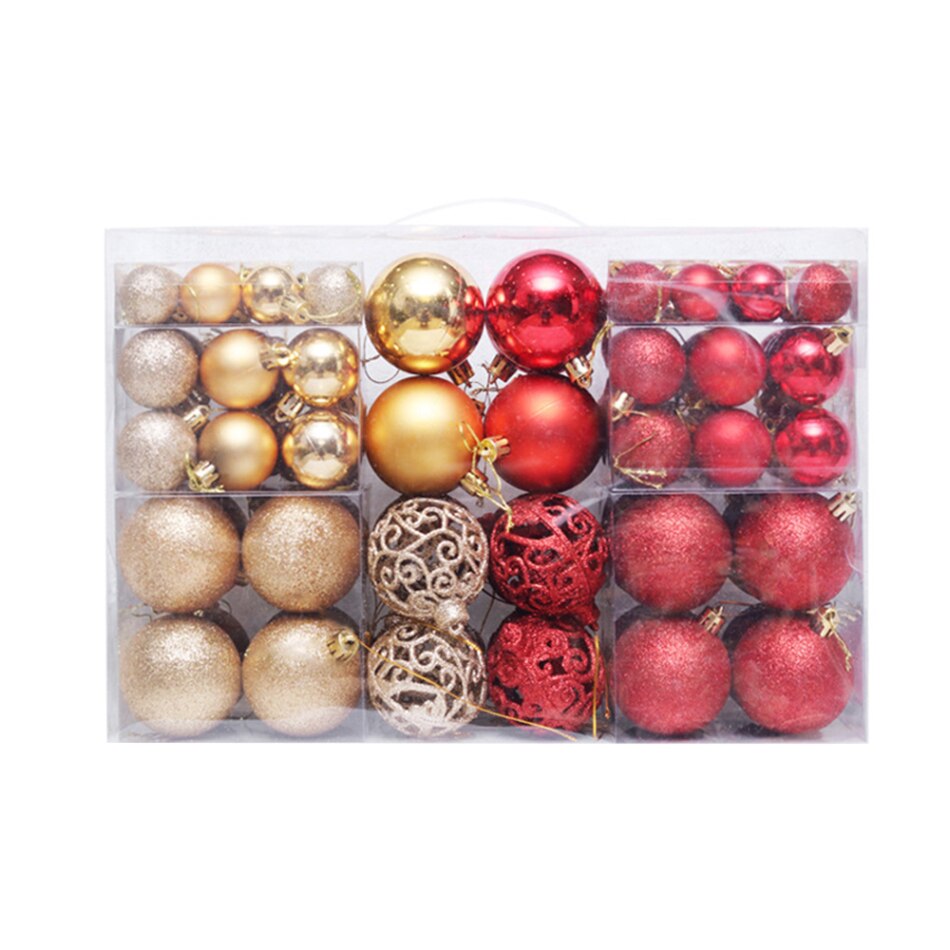 100pcs/lot Red Gold Christmas Ball Box Hanging Orn... – Grandado