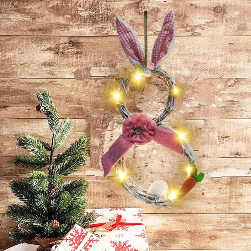 Easter Wreath Bunny Garland Easter Wreath With Lig... – Vicedeal