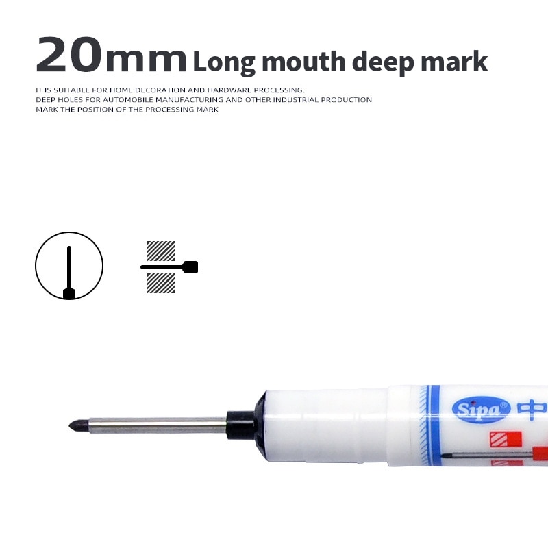 1 PC Long head black marker deep hole marking offi... – Grandado