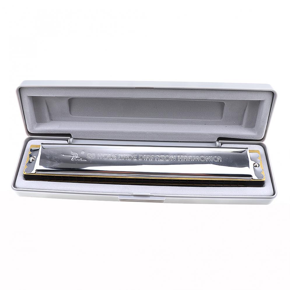 28 Holes Tone C Complex Tone Silver Harmonica Diat... – Vicedeal