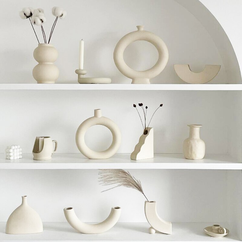 Ceramics Vase Home Decor Flower Vase Modern Geomet... – Grandado