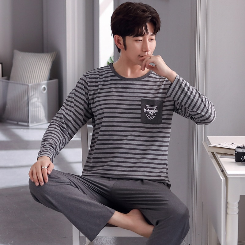 XIZOU Herren Oansatz Baumwolle Pyjama Sets Pyjamas... – Vicedeal