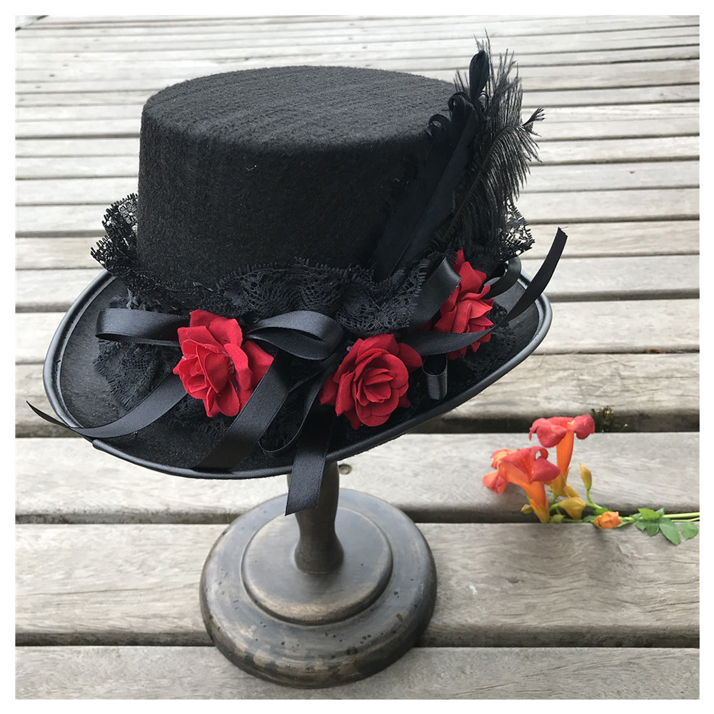 Women Retro Handmade Steampunk Top Hat With Flower... – Grandado