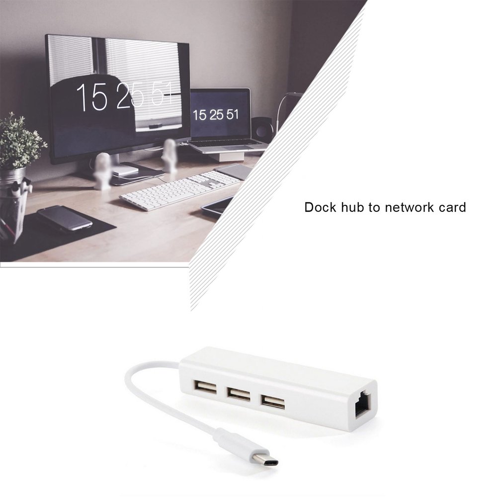 Type-C RJ45 Ethernet Met 3 Port Usb Hub 2.0 RJ45 L... – Vicedeal