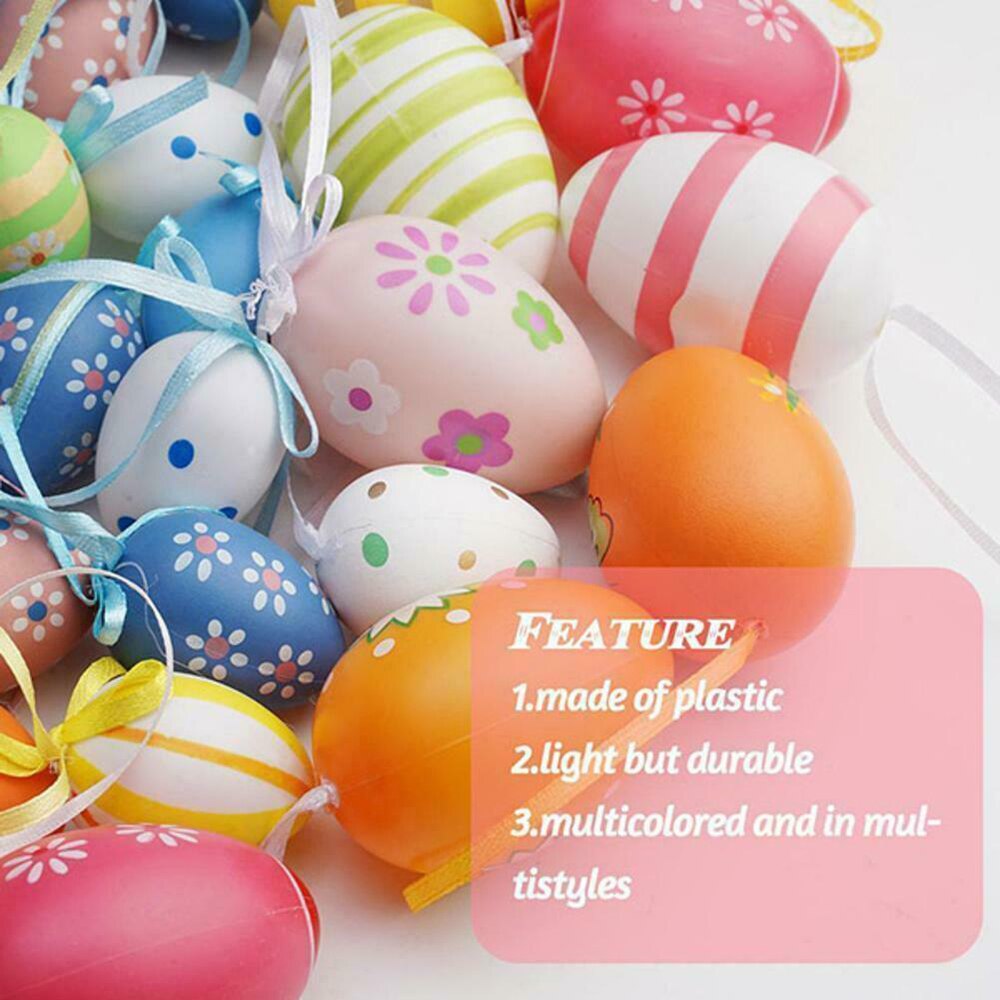 24 Pcs Easter Hanging Egg Colorful Printed Craft w... – Vicedeal