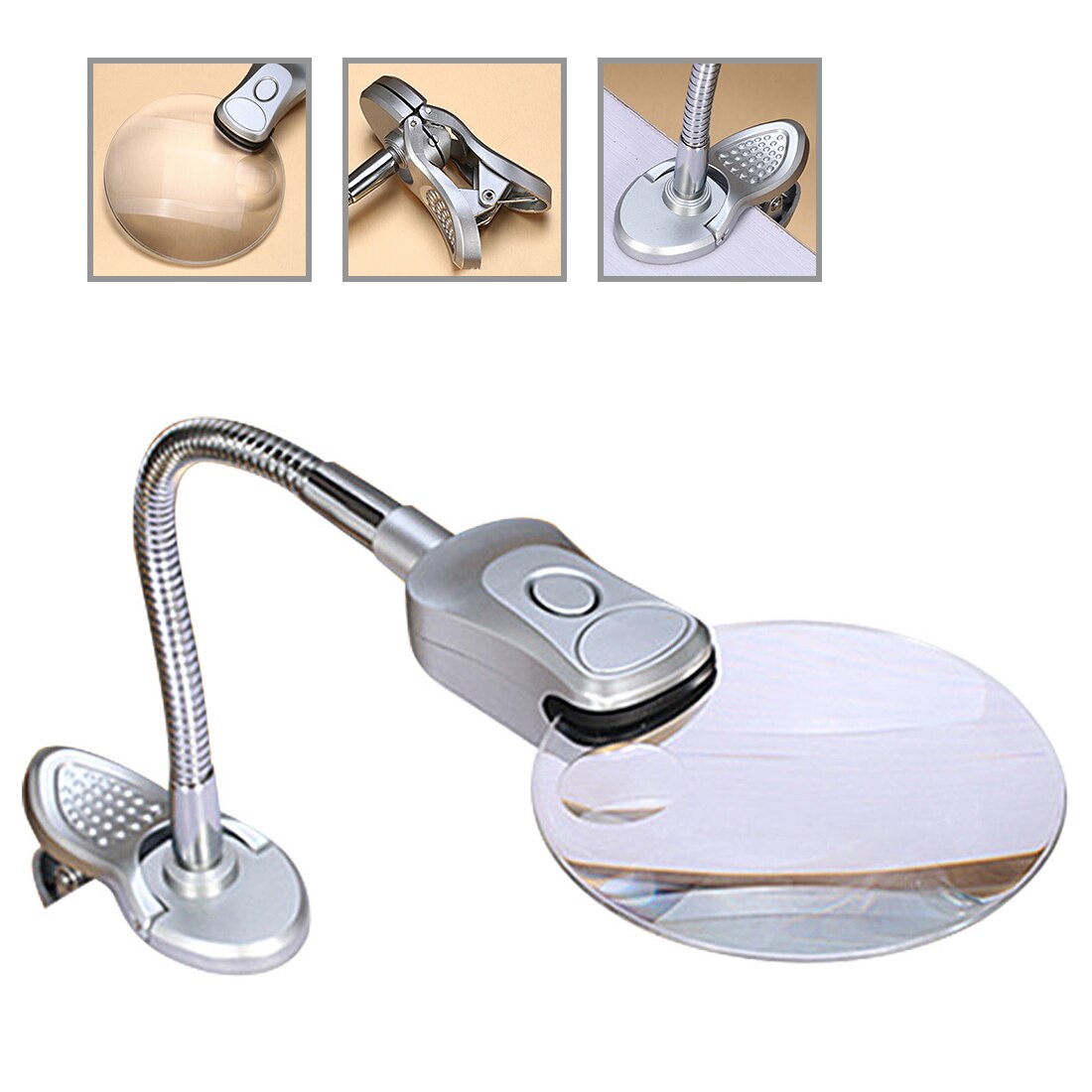 Clip-on Desk Table Magnifying Glass 90mm With 2 LE... – Grandado