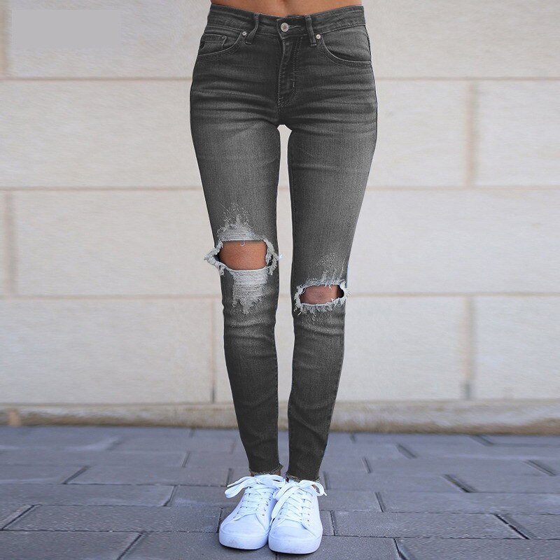 Casual hole summer tight high waist female jeans b... – Grandado