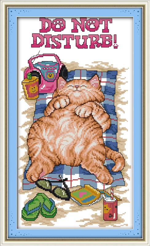 Niet Storen Kruissteek Kit Dier Luie Kat 14ct 11ct... – Grandado