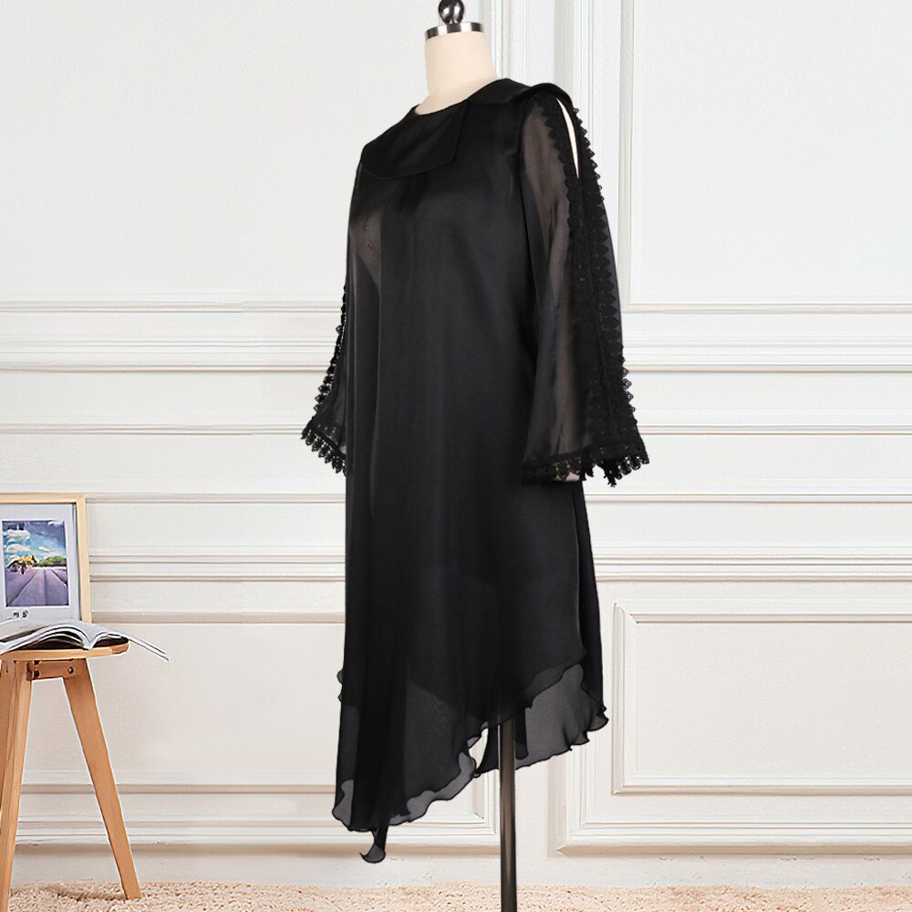 Women Asymetrical Casual Black Dress Loose Transpa... – Grandado