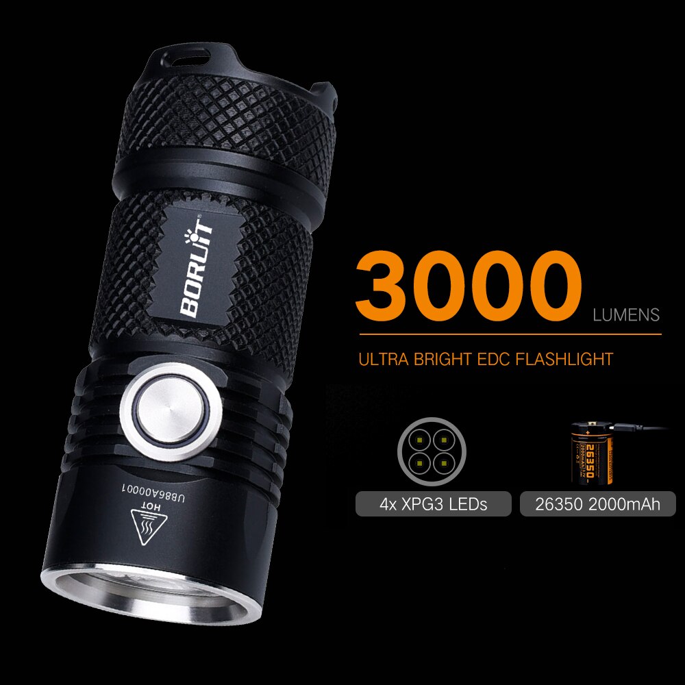 BORUiT BC15 4*XPG3 3000LM Powerful LED Flashlight ... – Vicedeal