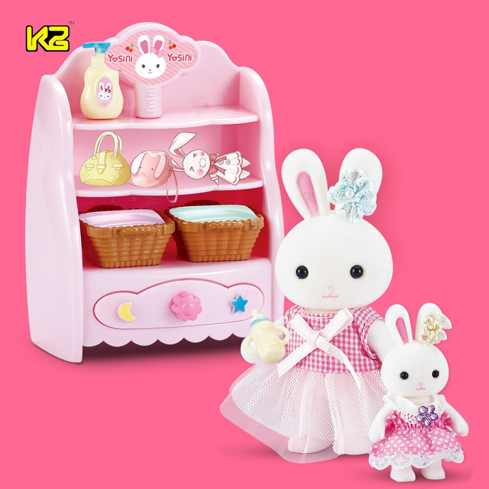 Lovely Rabbit Animals Children Play House Dolls With DIY Furnitures ...