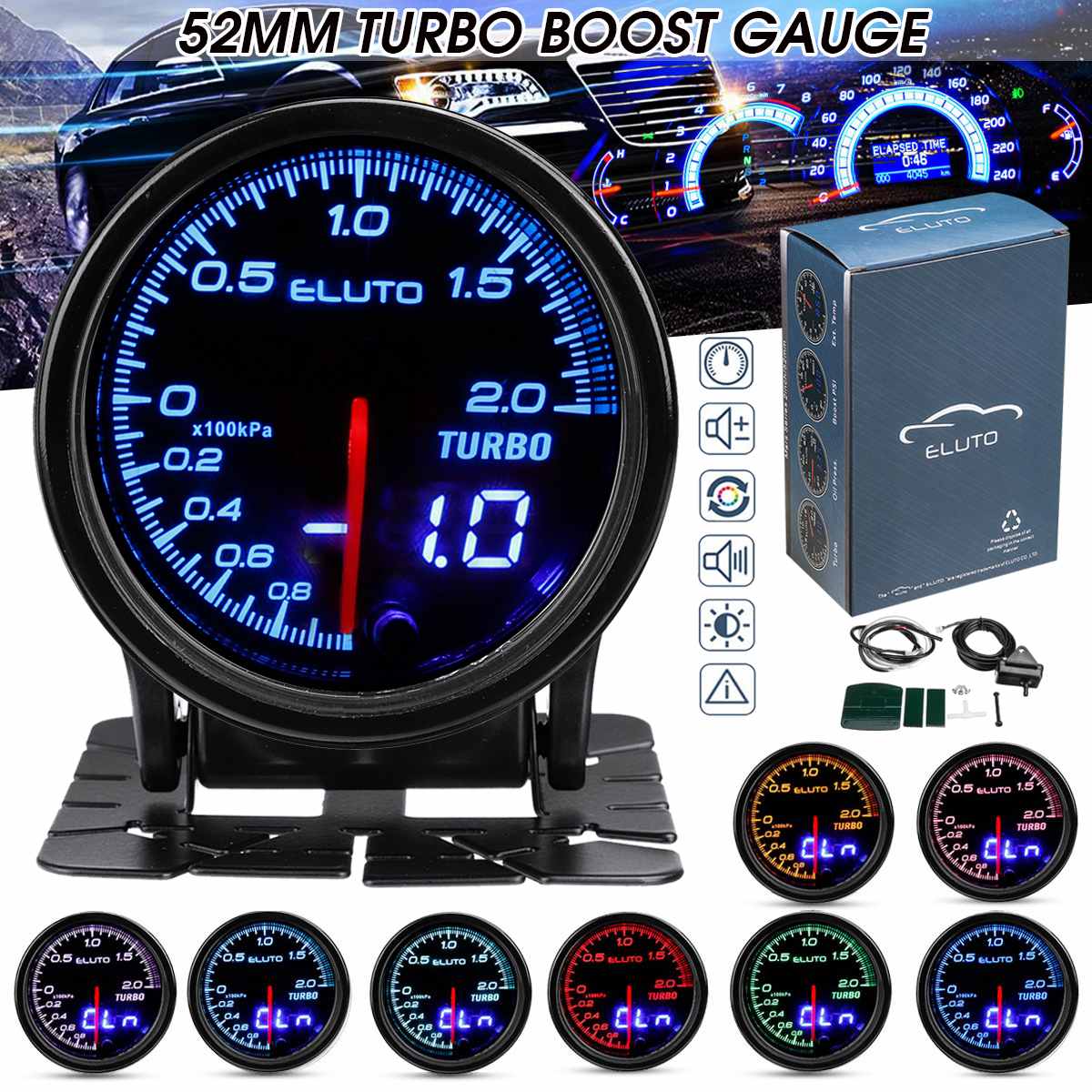 2" 52mm Dual Digital Turbo Boost PSI Bar Water Oil... – Grandado