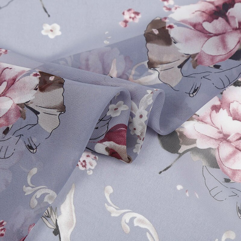 150 Cm Wide Soft Blue Printed Chiffon Fabric, For ... – Grandado