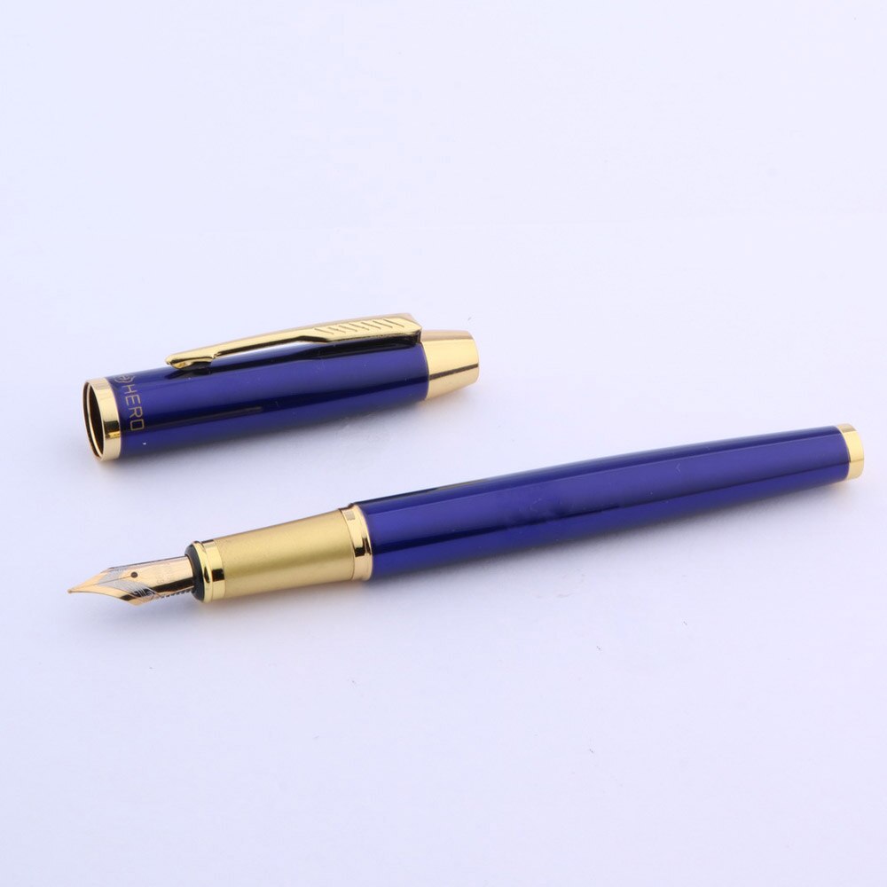 METAL COLOR STUDENT PEN office golden blue nib Fou... – Grandado