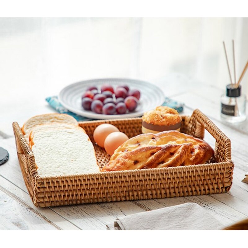 Rotting opbevaringskurv snack brødkurv firkantet v... – Grandado