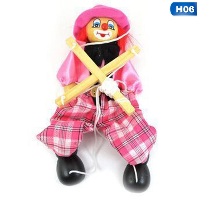 Funny Colorful Pull String Puppet Clown Wooden Marionette Handcraft ...