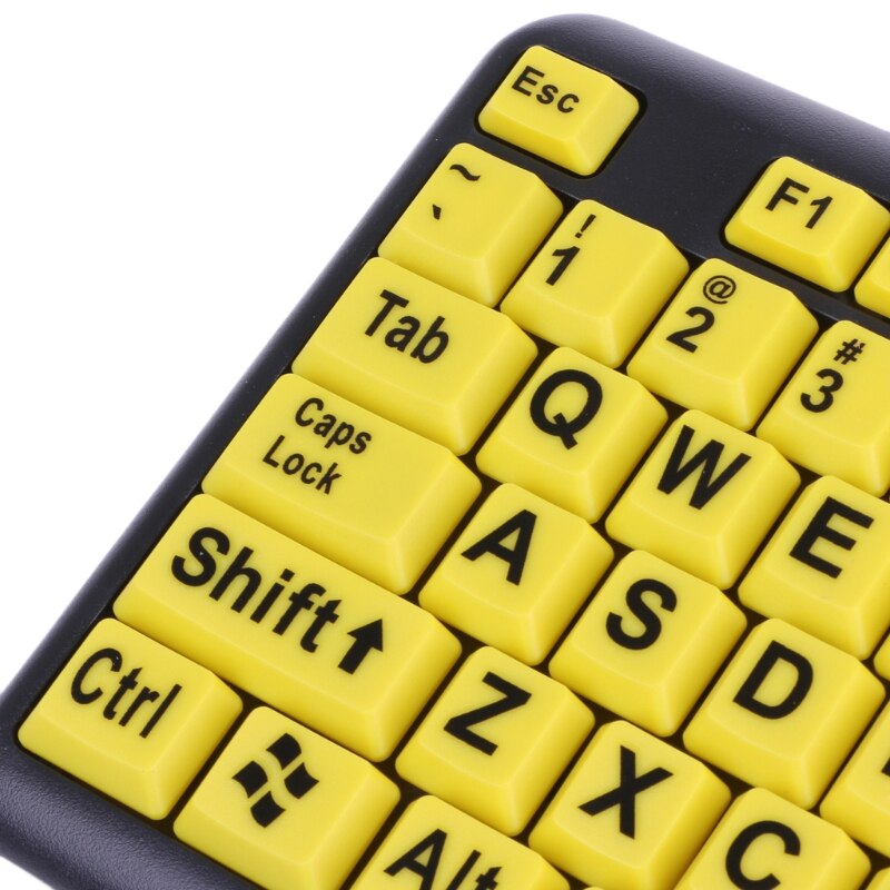 Big Black Letter Print Yellow Button USB Wired Key... – Grandado