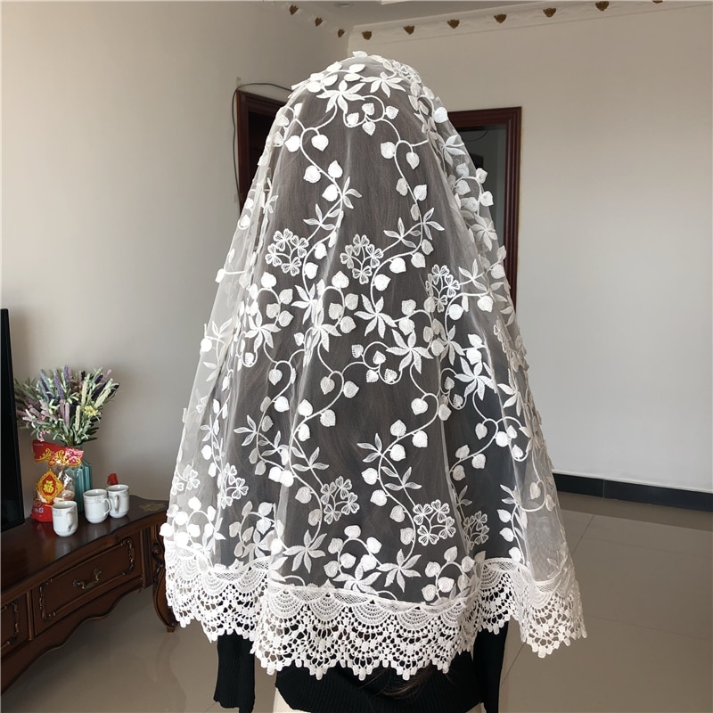White Women's Mantilla Lace Catholic Veil for ... – Vicedeal