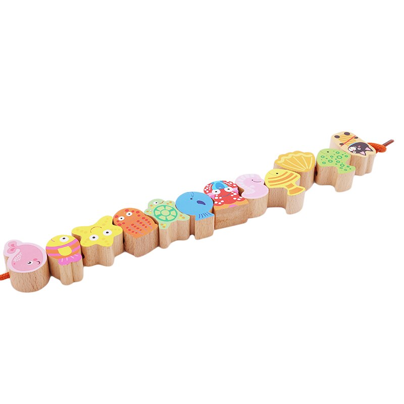Wooden Trafic Ocean Block Stringing Beaded Toys Fo... – Grandado