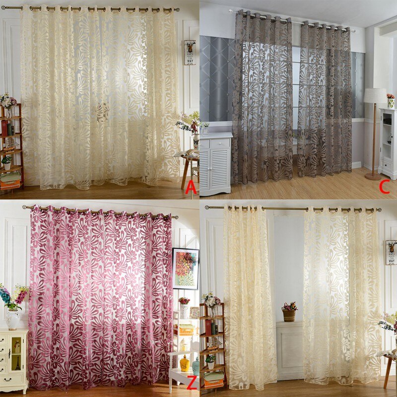 3 Colors Sheer Curtains Tulle Jacquard Curtains fo... – Vicedeal
