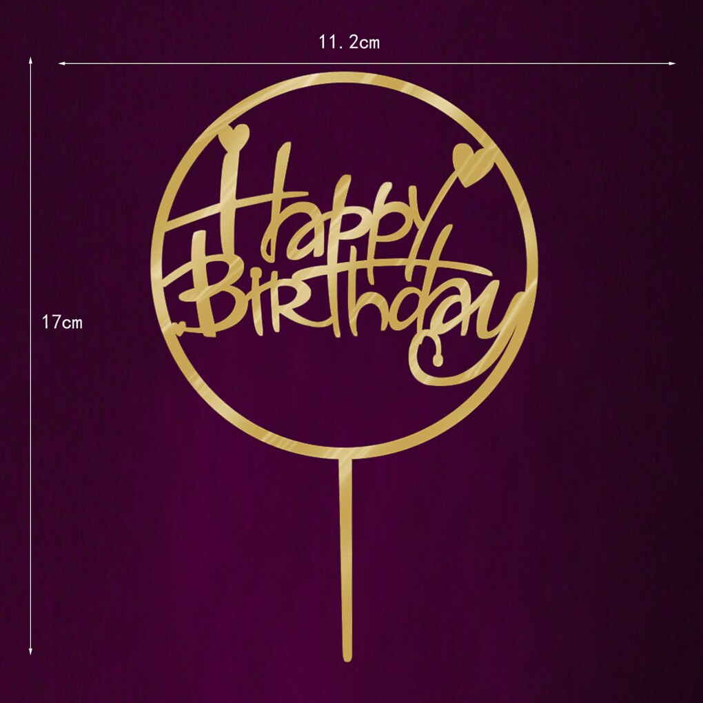 Round Happy Birthday Cake Topper Acrylic Gold Twin... – Grandado