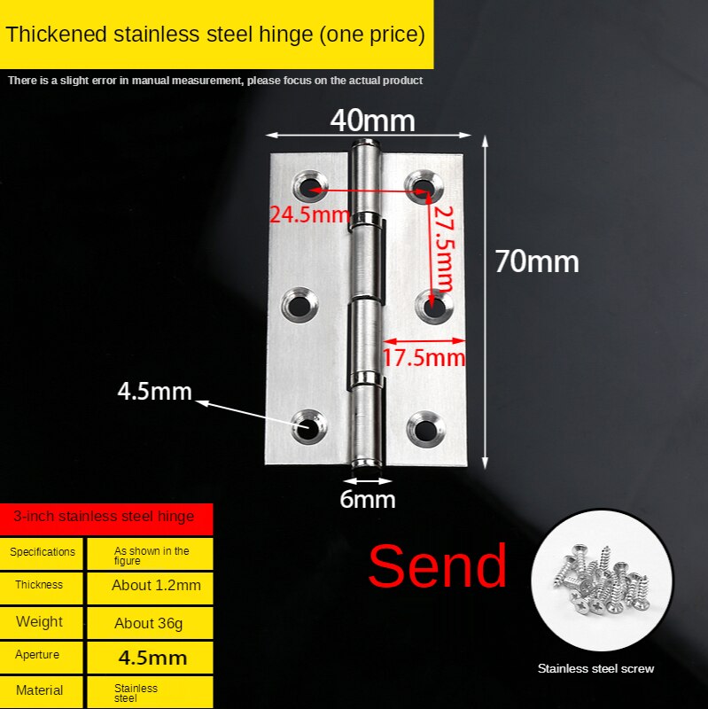 2 Pcs Stainless Steel Hinge Furniture Door Hinge 2... – Grandado