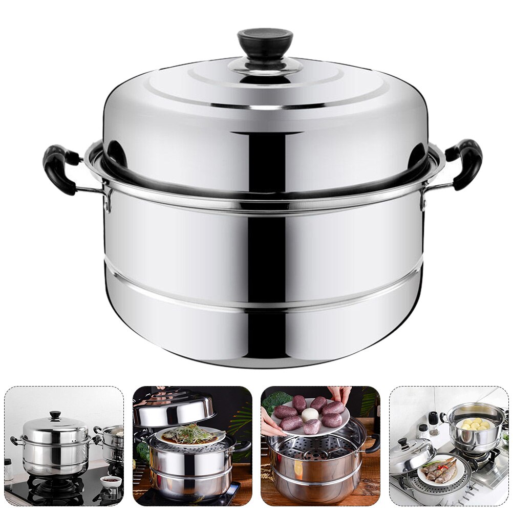 1Pc Rvs Stoom Pot Dubbellaags Voedsel Stoomboot So... – Vicedeal