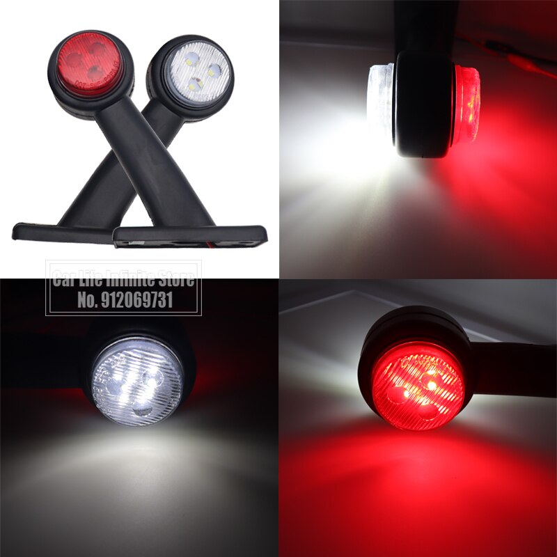 2Pcs 12V/30V Truck Side Marker Light Red White Sid... – Grandado