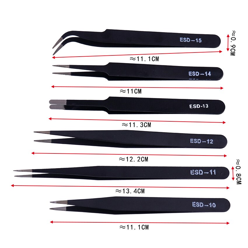 6 unids/set ESD pinzas de acero inoxidable herrami... – Grandado