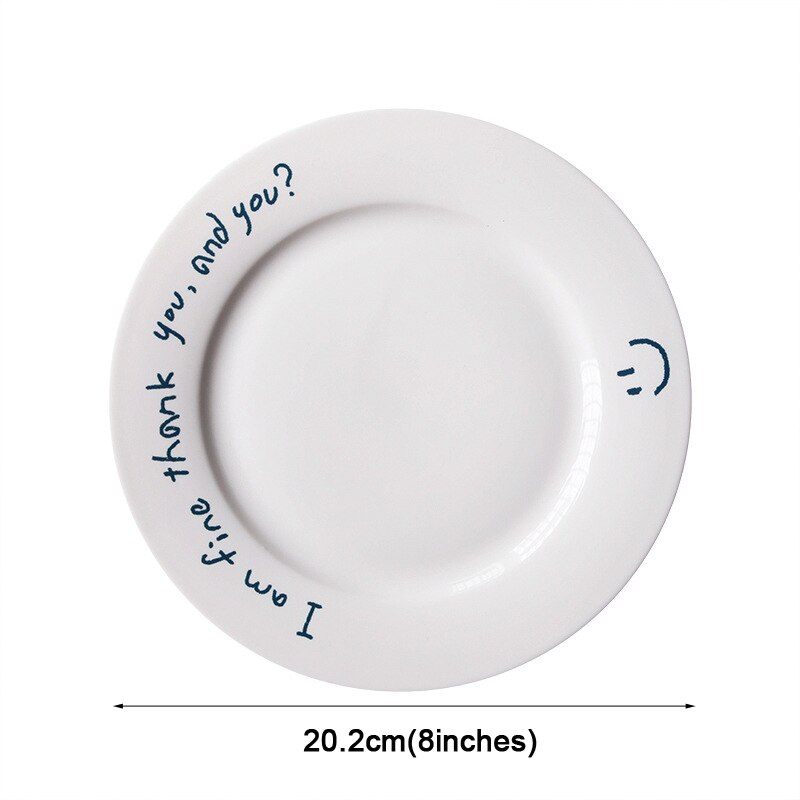 Ins Smile Face Dinner Plate Round Fruit Dessert Tr... – Grandado