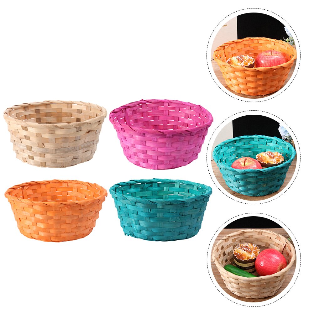 4 Pcs Colorful Bamboo Baskets Round Egg Baskets Ea... – Grandado