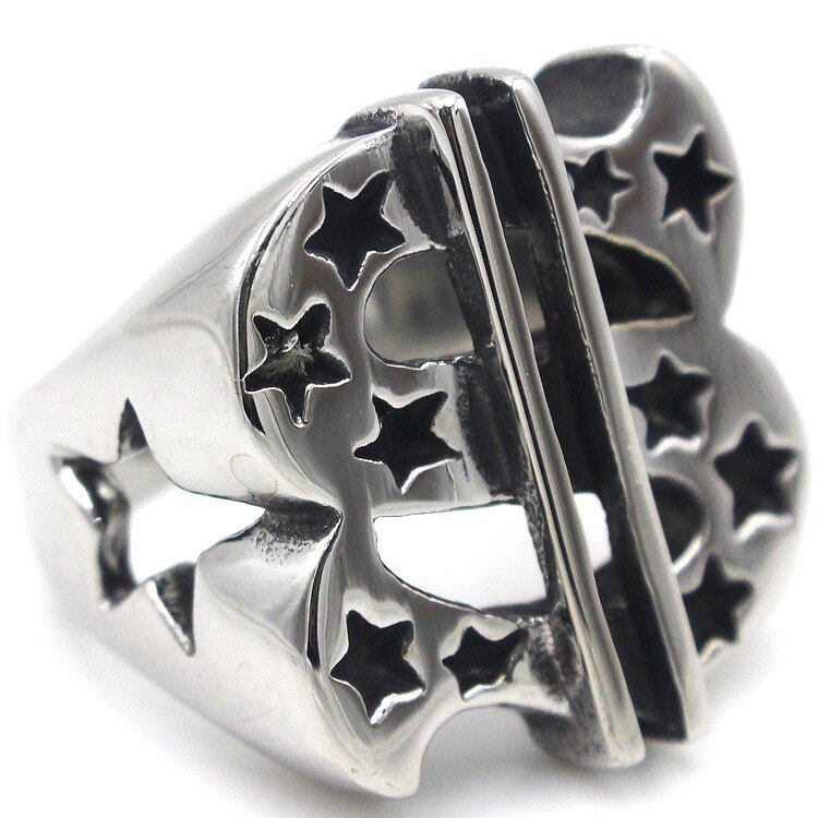 AsJerlya Retro Punk Man Titanium Steel Ring Star $... – Grandado