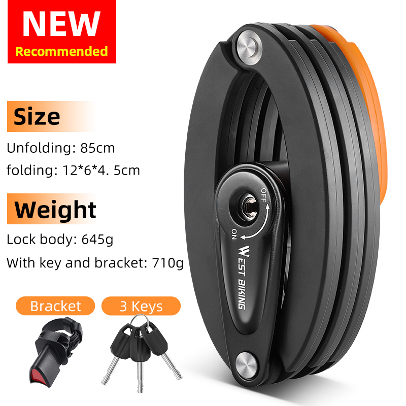 WEST BIKING Foldable Bicycle Lock Anti-theft High ... – Vicedeal
