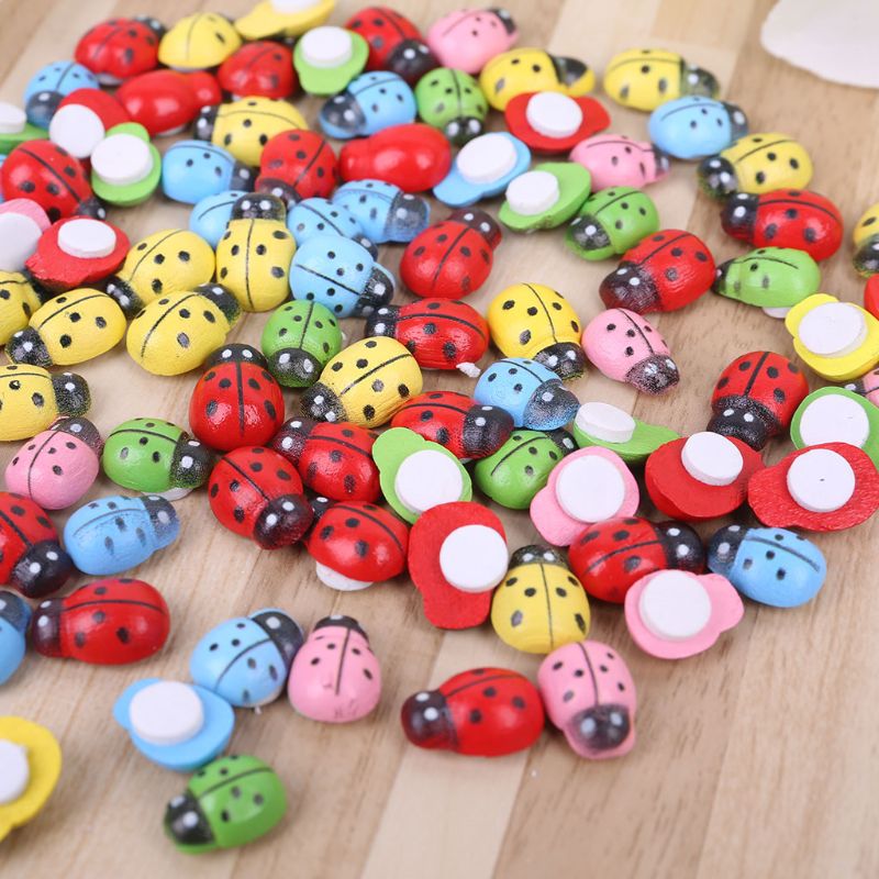 100pcs Mini Ladybugs Shaped Stickers Miniature Orn... – Grandado