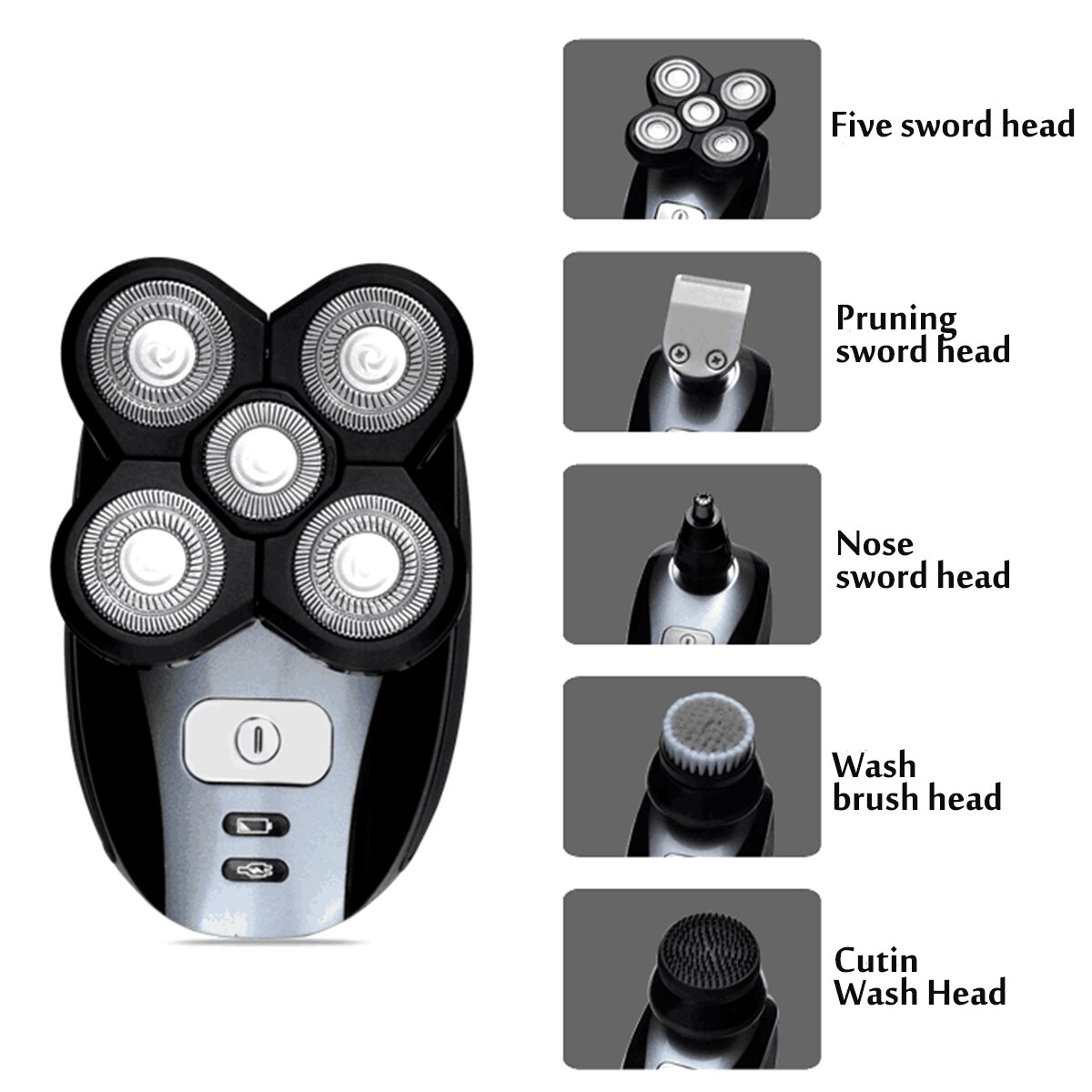 SPZ Compact Electric 5-Head Bald Head Shaver EU St... – Vicedeal