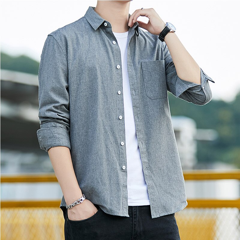 Heren Lange Mouwen Shirt Katoen Heren Shirt Mode T... – Vicedeal