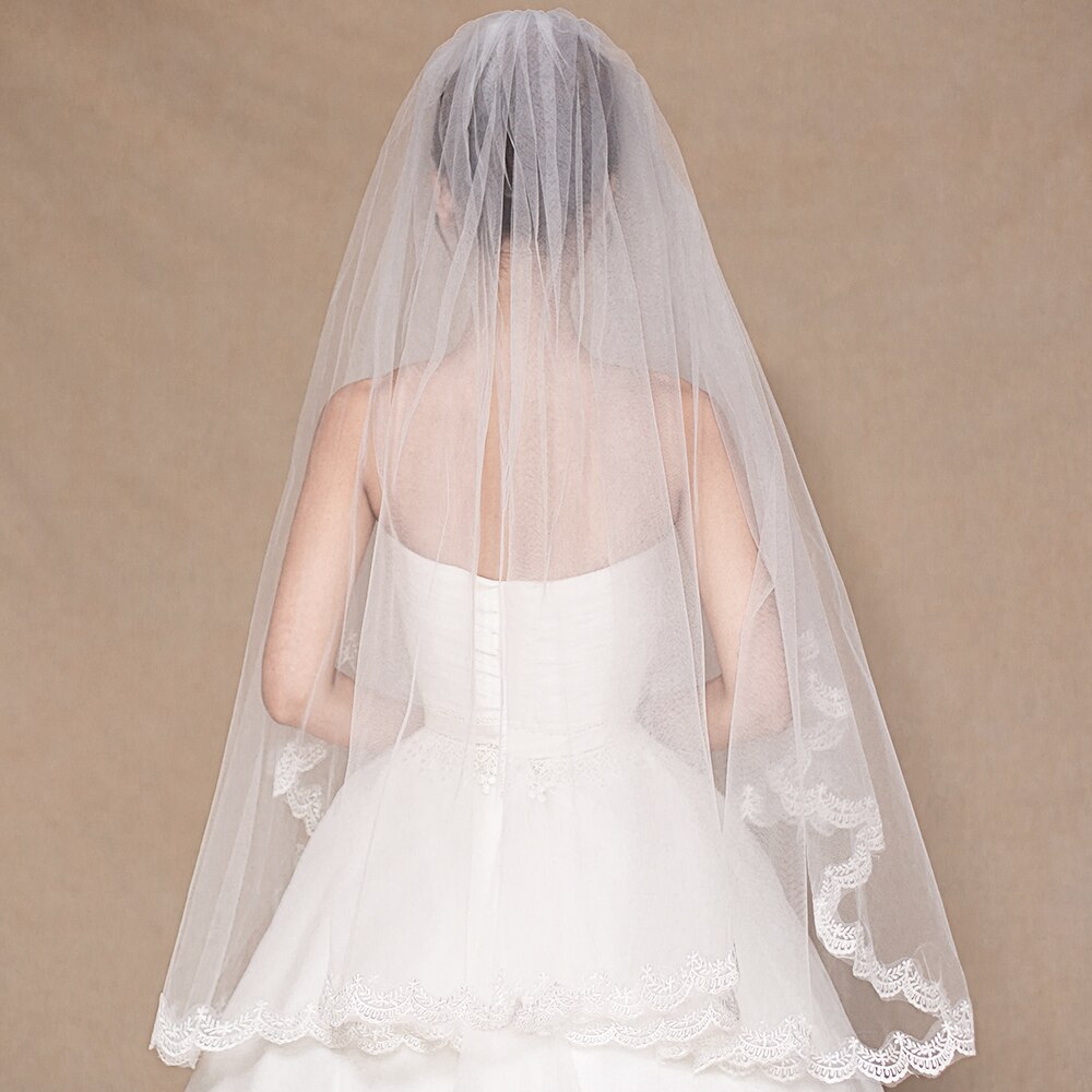 Women Ivory 2 Layer Wedding Bridal Veil with Comb ... – Grandado