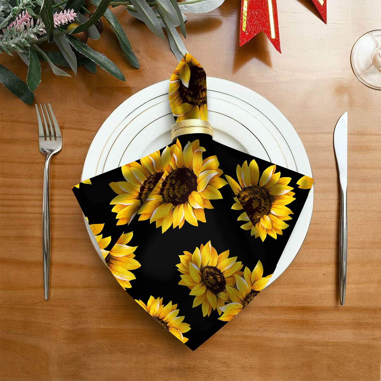 6PCS Vintage napkin paper tissue gold printed sunf... – Grandado