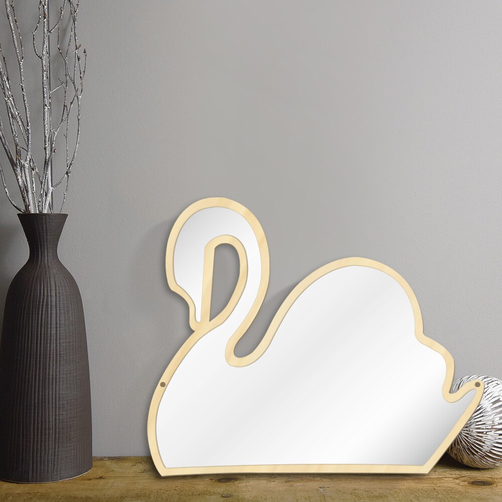Sleeping Swan Wall Mirror Wood And Acrylic Make-up... – Grandado