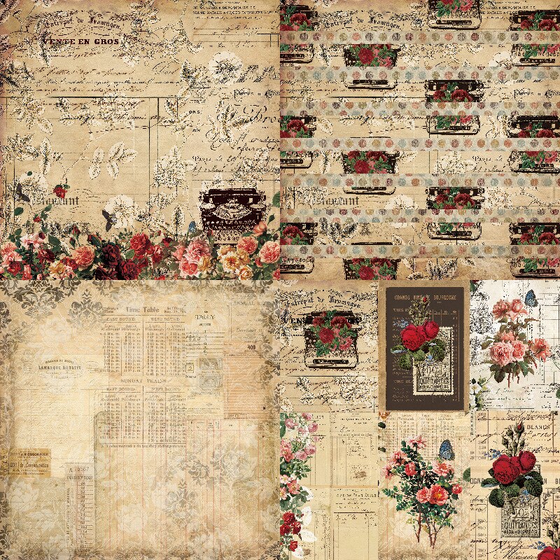 24Sheets Vintage Rose Handmade Junk Journal Materi... – Grandado