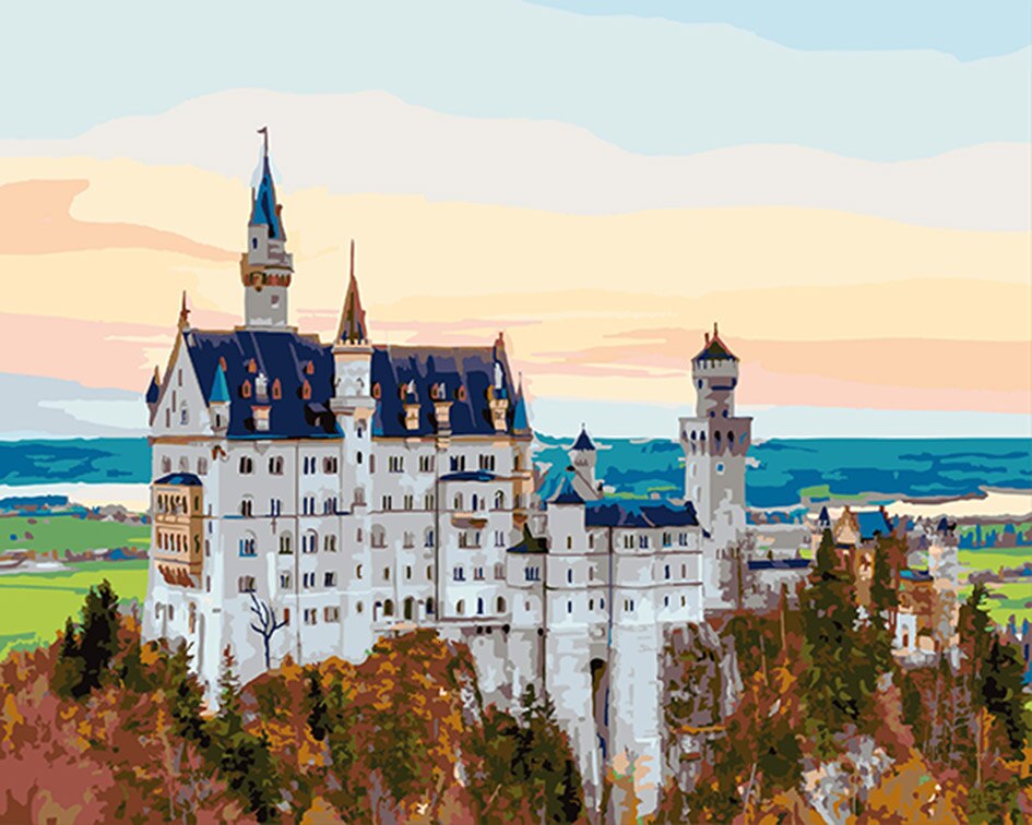 HUACAN Painting By Numbers Castle Landscape Drawin... – Grandado