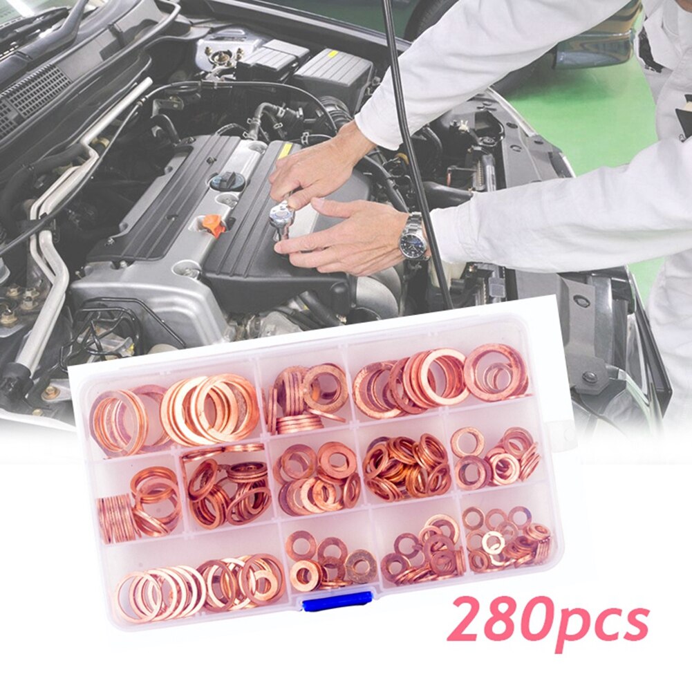 280Pcs Koper Washer 12 Maten Diverse Massief Koper... – Grandado